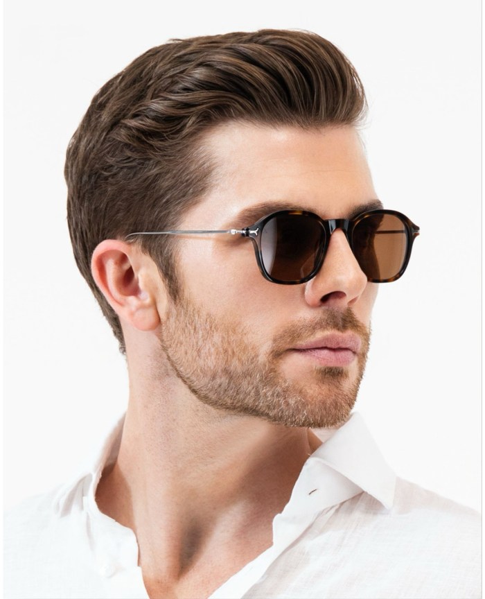 Square Titanium Sunglasses – Shiny Havana Brown – Albidaa